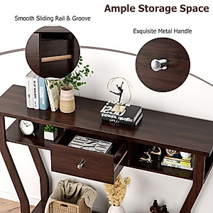 KOTEK 47'' Console Table with Storage Drawer and Shelves, Narrow Sofa Table, Accent Foyer Table, Entryway Table for Hallway, Living Room, Easy Assembly (Coffee)