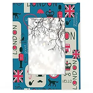 Yzrwebo Uk London Phone Booth 5x7 Picture Frame London Wood Photo Frames High Transparent Horizontal and Vertical Tabletop Display or Wall Mounting for Family Home Gallery Office