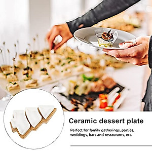 DOITOOL Christmas Ceramic Serving Dish Removable Xmas Tree Snack Appetizer Tray Dessert Platter Porcelain Jewelry Plate with Bamboo Base for Holiday Wedding Home Party White