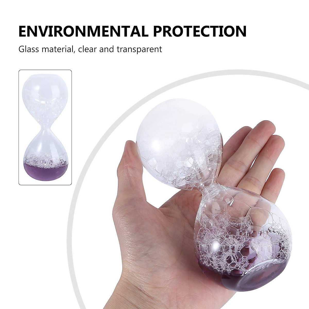 cabilock Hour Glass Glass Hourglass Timer Liquid Hourglass Liquid Motion Timer Hourglass Bubble Singing Hourglass Home Decorations Birthday Gifts (Purple) Water Wiggler