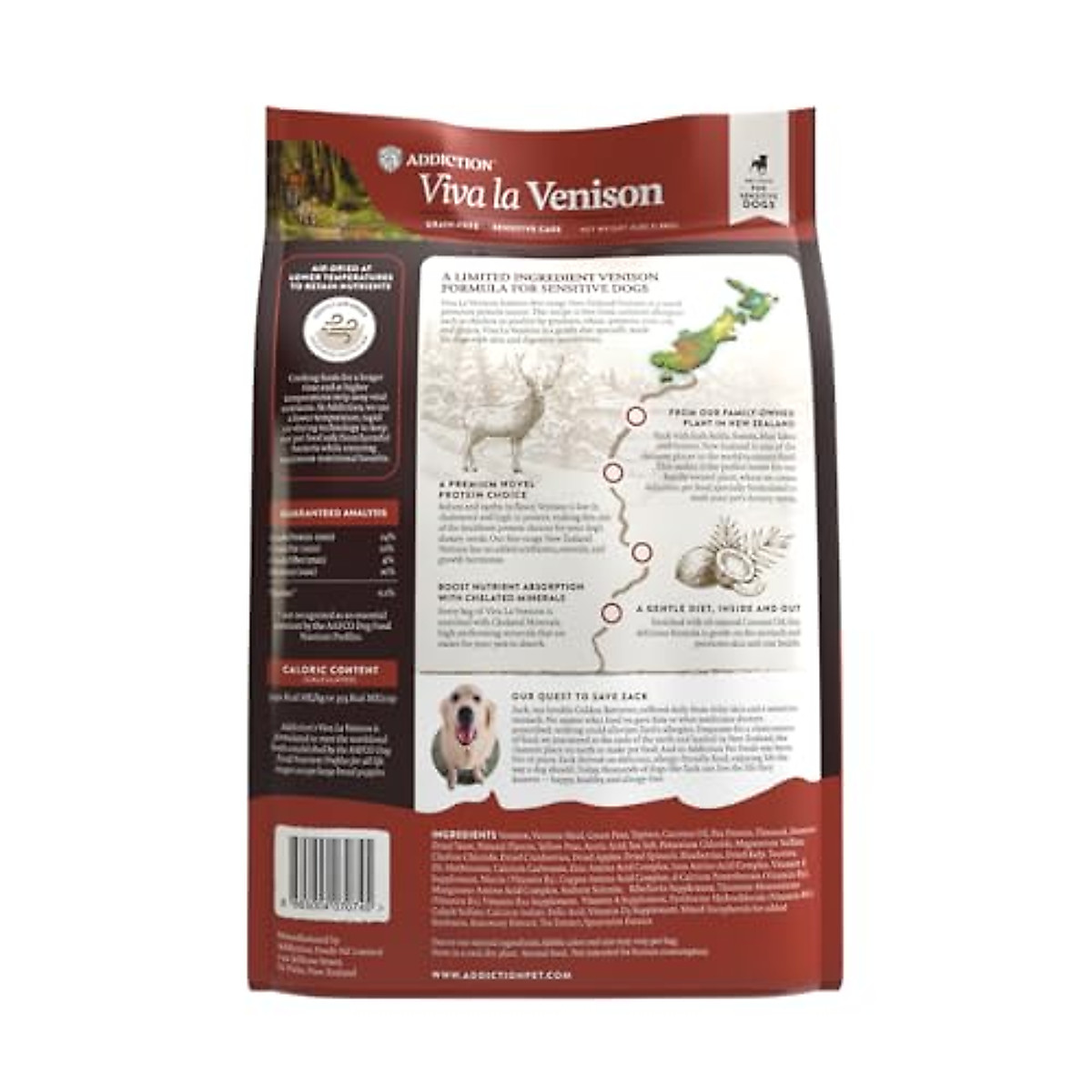 Addiction Viva La Venison Premium Grain-Free Dry Dog Food - Single Protein & Novel Meat with Probiotics - No Chicken, Beef, or Turkey - Ideal for All Dogs & Puppies 4lb