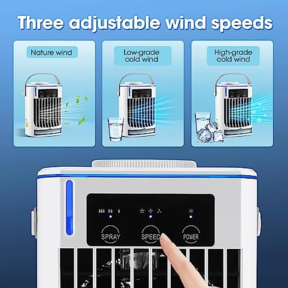 Best Portable Air Conditioner | 4 in 1 Mini Ac Unit Portable - Mobile Air Conditioner with 3-speeds, 3 Mist Modes | Portable Air Cooler for Room Bedroom Office Home Car Tent