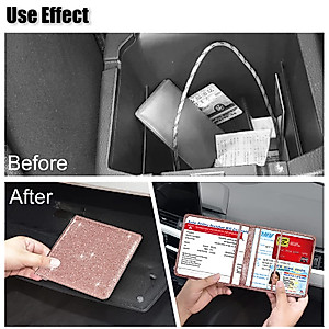 Car Registration and Insurance Holder, Premium PU Leather License Registration Holder for Driver License, Car Document Holder for Driver License, Cards & Essential Documents (Rose Gold)