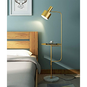 Hsyile Lighting KU300217 Contemporary Modern Creative Floor Lamp with a Table,Suitable for Living Room,Den,Office,Bedroom - E26 Bulb - Brushed Brass Finish