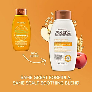 Aveeno Apple Cider Vinegar Sulfate-Free Shampoo for Balance & High Shine, Daily Clarifying & Soothing Scalp Shampoo for Oily or Dull Hair, Paraben & Dye-Free, 12 Fl Oz