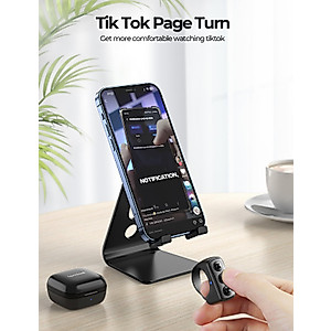 Phone Remote Control for TikTok - Lamicall Cell Phone Camera Bluetooth Controller for Video Recording, Kindle App Page Turner, TIK Tok Scrolling Ring Remote, for iPhone, iPad, iOS, Android, Black