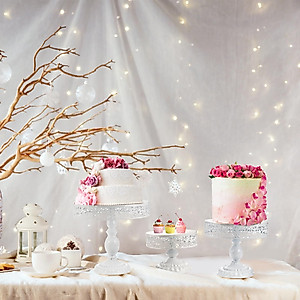 Lyellfe Set of 3 White Cake Stand, Metal Dessert Display Set, Decorative Cupcake Stand for Baby Shower, Birthday Party, Wedding, Afternoon Tea, Festival