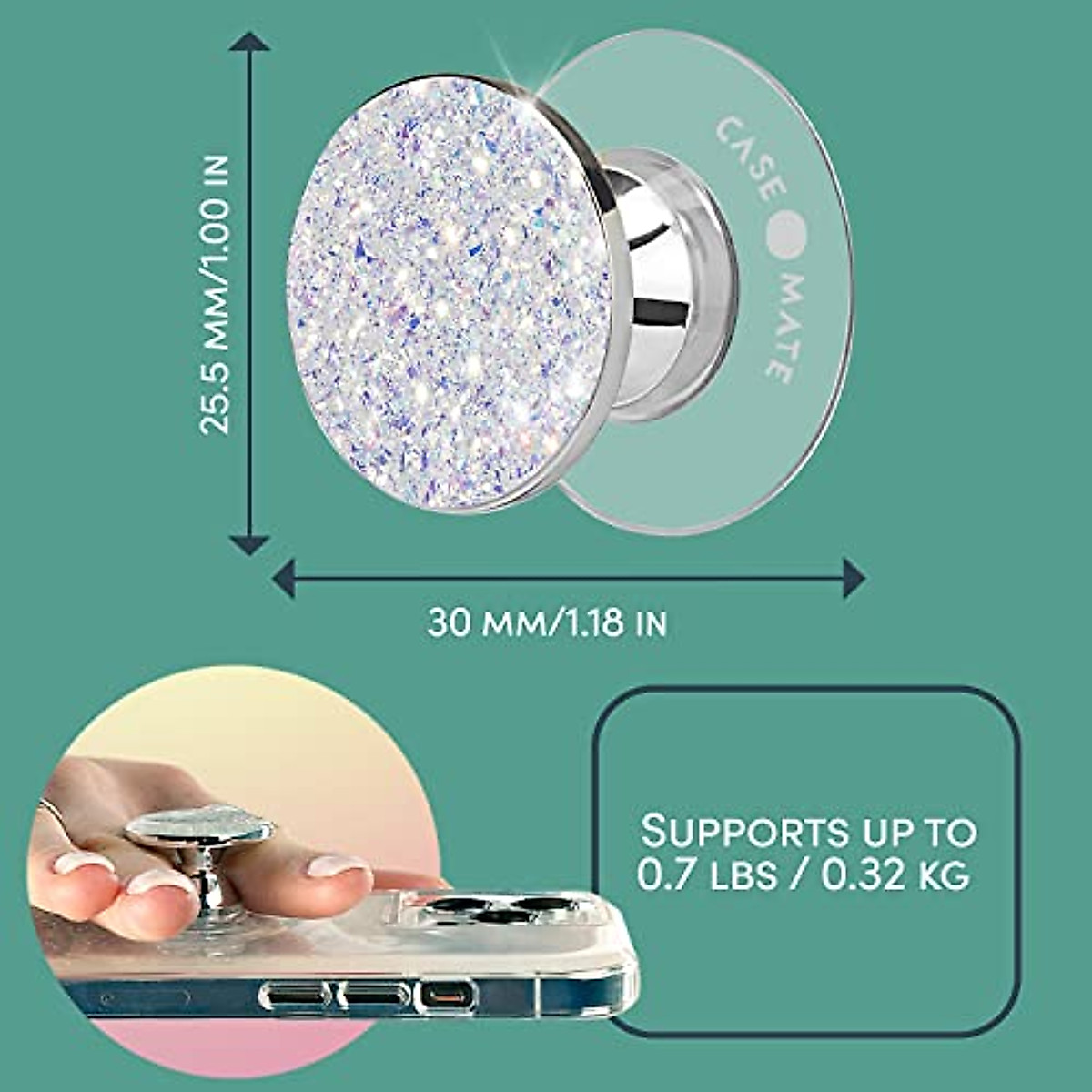 Case-Mate - Minis - Phone Grip - Cell Phone Holder - Suction Cup Cell Phone Stand [Removable For Wireless Charging] For iPhone 14 Pro Max/ 13 Pro Max/ 12 Pro Max/ S23 Ultra/ Pixel 7 - Twinkle Stardust