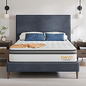 DWVO Queen Size Mattress - 12 Inch Memory Foam Mattress Twin - Hybrid Mattress in a Box with Pocket Spring Coils for Motion Isolation/Edge Support/Quiet Sleep/CertiPUR-US