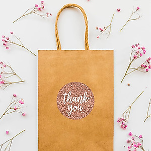 Andaz Press Round 2-inch Circle Label Stickers, Faux Rose Gold Glitter Script Style Black, Thank You, 40-Pack, Champagne Colored Wedding Baby Shower Birthday Decorations