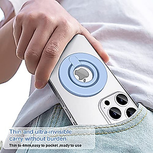 LOVE 3000 Magnetic Phone Ring Holder Stand for Magsafe 360° Rotation Phone Grip Cell Phone Ring Holder Finger Compatible with iPhone 14/13/12 All Smartphone Accessories with Metal Ring - Light Blue