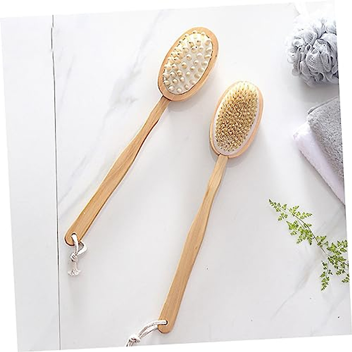 MARMERDO Bath Scrubber for Body Shower Scrub Brush for Body Lotion for Men Back Scrubber Back Scrubber for Bath Body Scrub Brush Exfoliating Brush Bullet Bath Brush Wooden Scraper Man Body