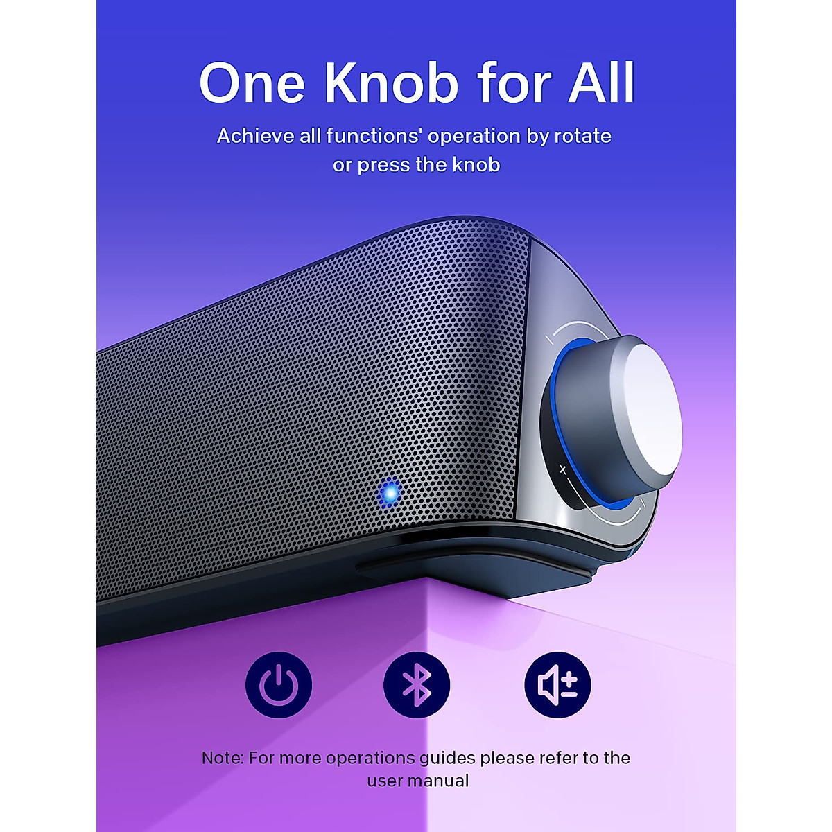 Computer Speakers, HiFi Sound Quality Computer Sound Bar, USB Powered PC Speakers, Bluetooth 5.0 and 3.5mm Aux-in Computer Speakers for Desktop, Laptops, PCs, Phones, Tablets, Xbox, Gaming Speakers