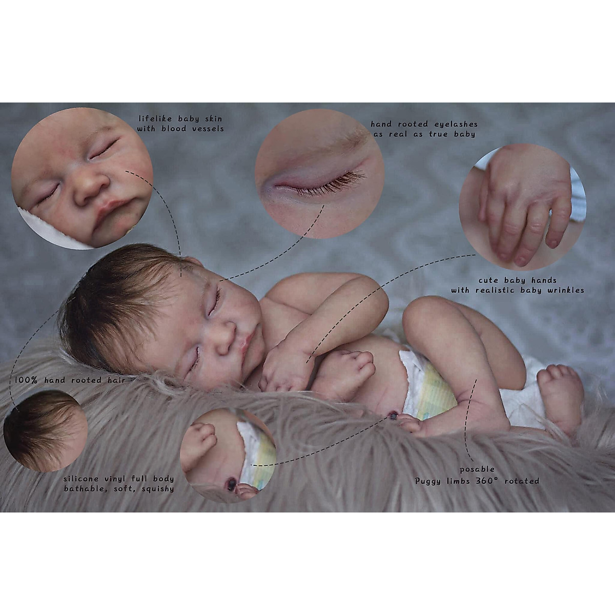 Anano Newborn 19 Inch Silicone Reborn Baby Dolls Full Body Soft Silicone Baby Dolls Anatomically Correct Baby Boy Doll Reborn Baby That Look Real Veins for Kids (Gray Sweater-Levi)