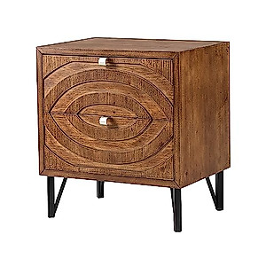 COSIEST Nightstand, Rustic End Table with 2 Drawers, Vintage Wood Bedside Table with Strudy Legs, Modern Side Table Accent Table for Bedroom, Living Room