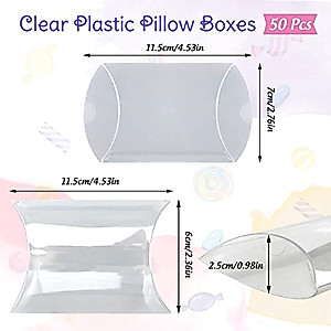 ISKYBOB 50 Pieces Plastic Pillow Box Mini Gift Candy Treat Transparent Packing Boxes Party Favors