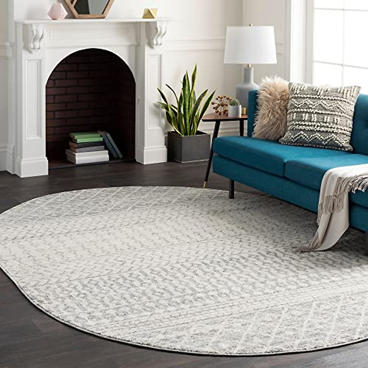 Artistic Weavers Chester Boho Moroccan Area Rug,4' x 6' Oval,Grey