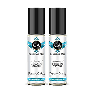 CA Perfume Impression of L'eau De Miyake For Men Replica Fragrance Body Oil Dupes Alcohol-Free Essential Aromatherapy Sample Travel Size Concentrated Long Lasting Attar Roll-On 0.3 Fl Oz-X2