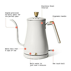 1-Liter Electric Gooseneck Kettle 1200 W, White Icing by Drew Barrymore