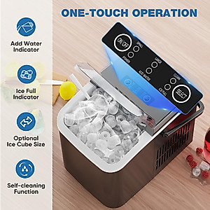 OLIXIS Ice Maker Countertop, 9 Cubes Ready in 6 Mins, 26lbs in 24Hrs, Self-Cleaning Ice Machine with Ice Scoop and Basket, 2 Sizes of Bullet Ice Black