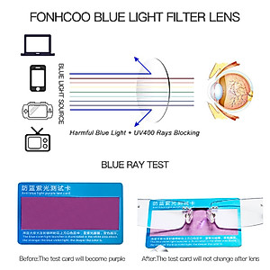 FONHCOO Blue Light Blocking Reading Glasses Anti Blue Ray Unisex Lightweight Rimless Frameless Rectangle Computer Gaming Glasses Anti-Glare, Anti-Fatigue,Anti Eyestrain (Black, 1.75)