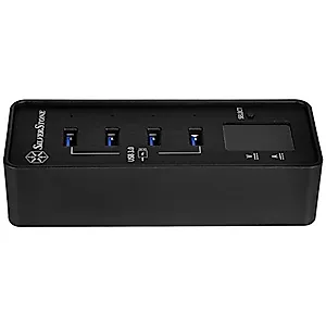 SilverStone Technology Smart Four Port USB 3.0 Hub with Fast Charging & Power LED Meter EP03B (RL-EP03B)