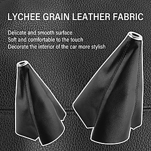 IHOTDER Car Shift Boot Cover,Soft Leather Car Shift Knob Cover for Blocking Dust & Protecting Car Interior Accessories,Universal Gear Shifter Cover Fits Most Car Truck SUV (Black)