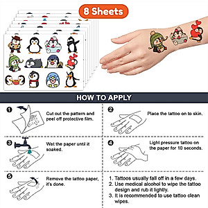 Penguin Temporary Tattoos Birthday Party Decorations Supplies Party Favors 96PCS Tattoos Stickers Cute Kids Girls Boys Gifts Classroom School Prizes Themed Christmas