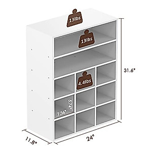 HAIOOU Shoe Cubby, 9-Cube Stackable Wood Shoe Rack Organizer 5-Tier Freestanding Wooden Shoe Stand with 2 Storage Shelf for 10-15 Pairs, Ideal for Apartment, Entryway, Closet Organization - White