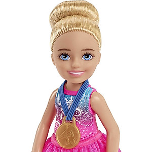 Barbie Chelsea Can Be Doll & Playset, Blonde Ice Skater Small Doll with Removable Outfit & 6 Career Accessories