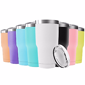 Deitybless 30oz Stainless Steel Travel Mug with Lid, 8 Pack Double Wall Vacuum Insulated Bulk Tumbler, Powder Coated Coffee Cup Suitable for Vehicle Cup Holders(Assorted Colors)