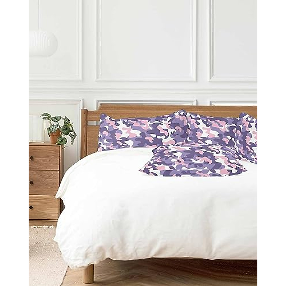 Throw Pillow Covers Camouflage Camo Purple Decorative Pillow Covers 12x20 Inch Set of 4 Abstract Farmhouse Style Linen Pillow Case Cushion Cases for Couch Sofa Bedroom Living Room Home Decor