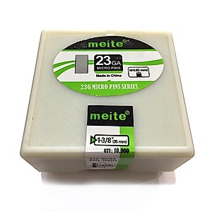 meite 23 Gauge Pin Nails, 1-3/8-Inch Micro Headless Pins for Pin Nailer - Copper Plated Pins Nails for Nail Gun, Ideal for Fine Woodworking and Trim Work (10,000 PCS)