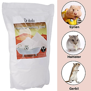 DR.DUDU Hamster Bath Sand, 2.8lb Dust Free Desert Sand or Potty Litter Sand for Hamster Chinchillas Gerbil Syrian Mice Small Animals (White)