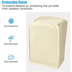 S AFSTAR Propane Firebowl Column, 40,000 BTU Outdoor Gas Fire Pit Realistic Look Firepit Heater w/Adjustable Feet, Free Lava Rocks & Rain-Cover, Propane Fire Pit Table for Outside (Natural Stone)