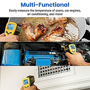 Ooni Koda 12 Gas Pizza Oven – Award Winning Outdoor Pizza Oven & Etekcity Infrared Thermometer 1080, Digital Temperature Gun for Cooking, -58 to 1022℉, -50 to 550℃, Yellow