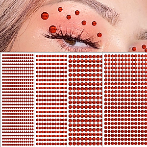 1792 Pcs Self Adhesive Rhinestones for Makeup Face Gems Stick on Face Jewels Eyes Gems Face Stickers Dotting Tools for Nail Art Body Eye Makeup Crafts Decoration Stick on Body Crystal Jewels (Big Red）
