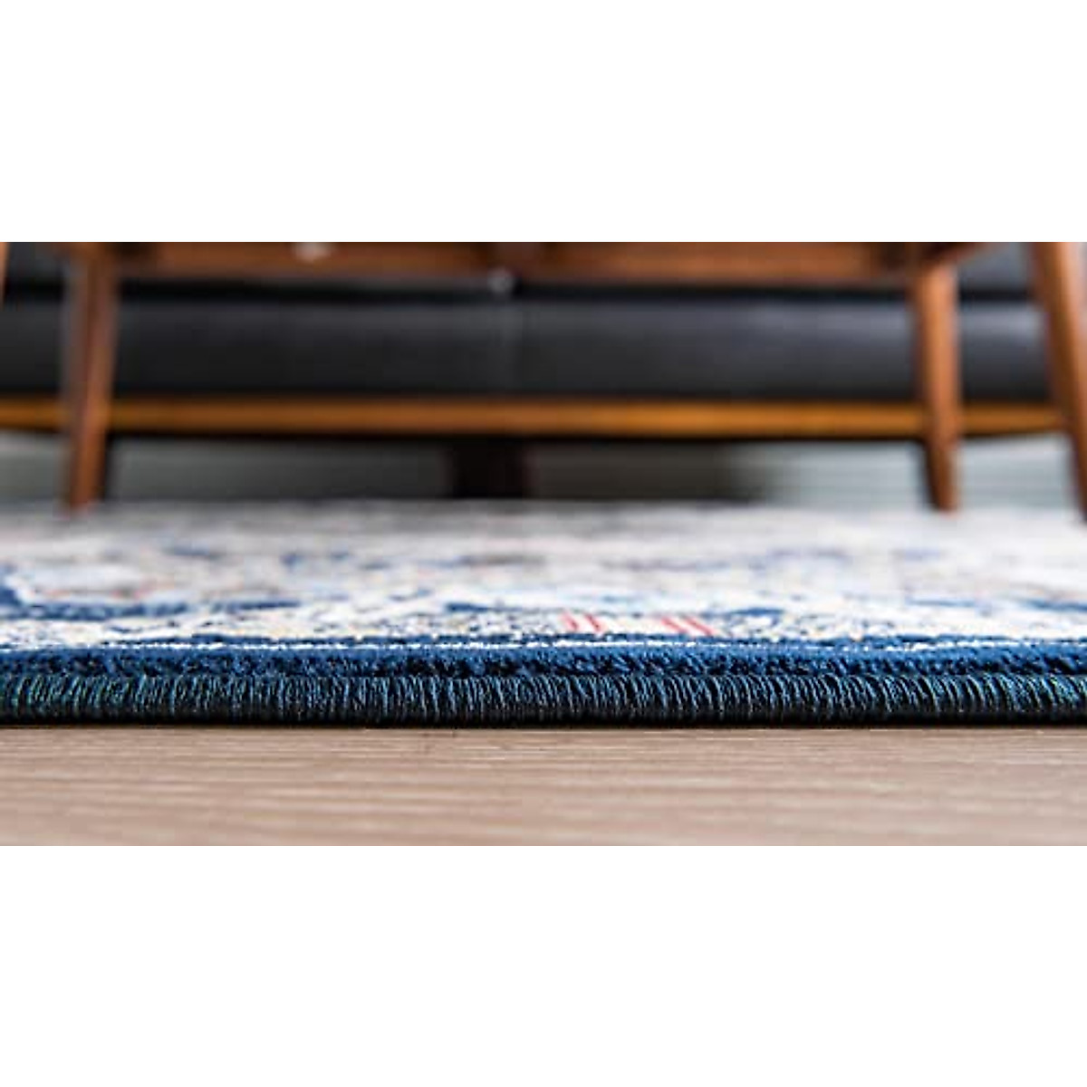 Unique Loom Narenj Collection Classic Traditional Medallion Textured Design Area Rug, 5 x 8 ft, Navy Blue/Tan