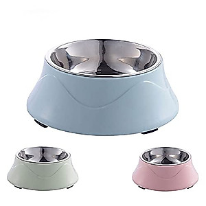 FUUIE Bowls for Food and Water Stainless Steel Pet Bowl Plastic Flower Dog Bowl Cat Food Double Water Bowl Feeder Puppy Pet Supplies (Color : Blue)