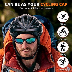 ROCKBROS Winter Cycling Caps for Men Women Windproof Skull Cap Helmet Liner with Glasses Holes Black