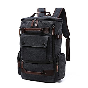 FASNAHOK Men's Canvas Travel Backpack Woman Hiking Rucksack Vintage Laptop Back Pack School Bag for Outdoor Sports Gym