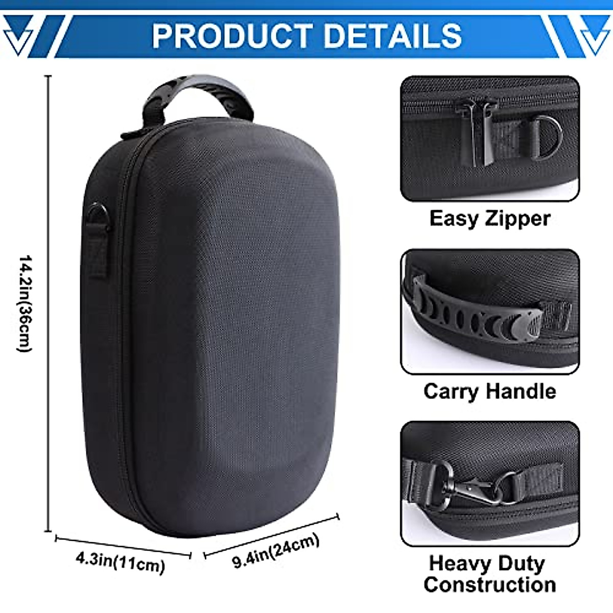 Travel Case for VR Oculus Quest 2 with Shoulder Strap Carrying Travel Bag for Meta/Oculus Quest 2 Elite Headset Accessories Portable Hard Storage Case