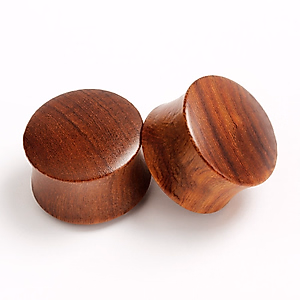 KUBOOZ(4 Pairs set Nature Sandalwood Ebony Ear Plugs Tunnels Gauges Stretcher Piercings 00g