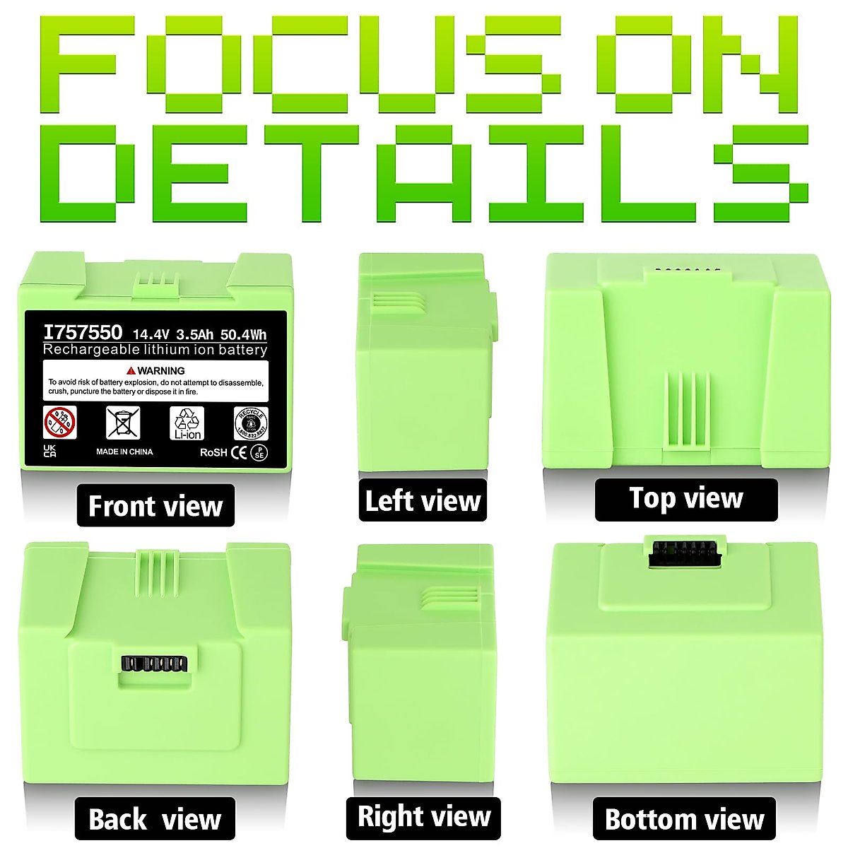 【UPGRADE】3.5Ah 14.4V Replace Battery for iRobot Roomba i7 Battery Replacement + i7 14.4Volt e/i Series J7 J7+ 7150 7550 e5 e5152 e5154 e6 i3 i3+ i4 i4+ Vacuum Cleaner irobot i7 replacement battery
