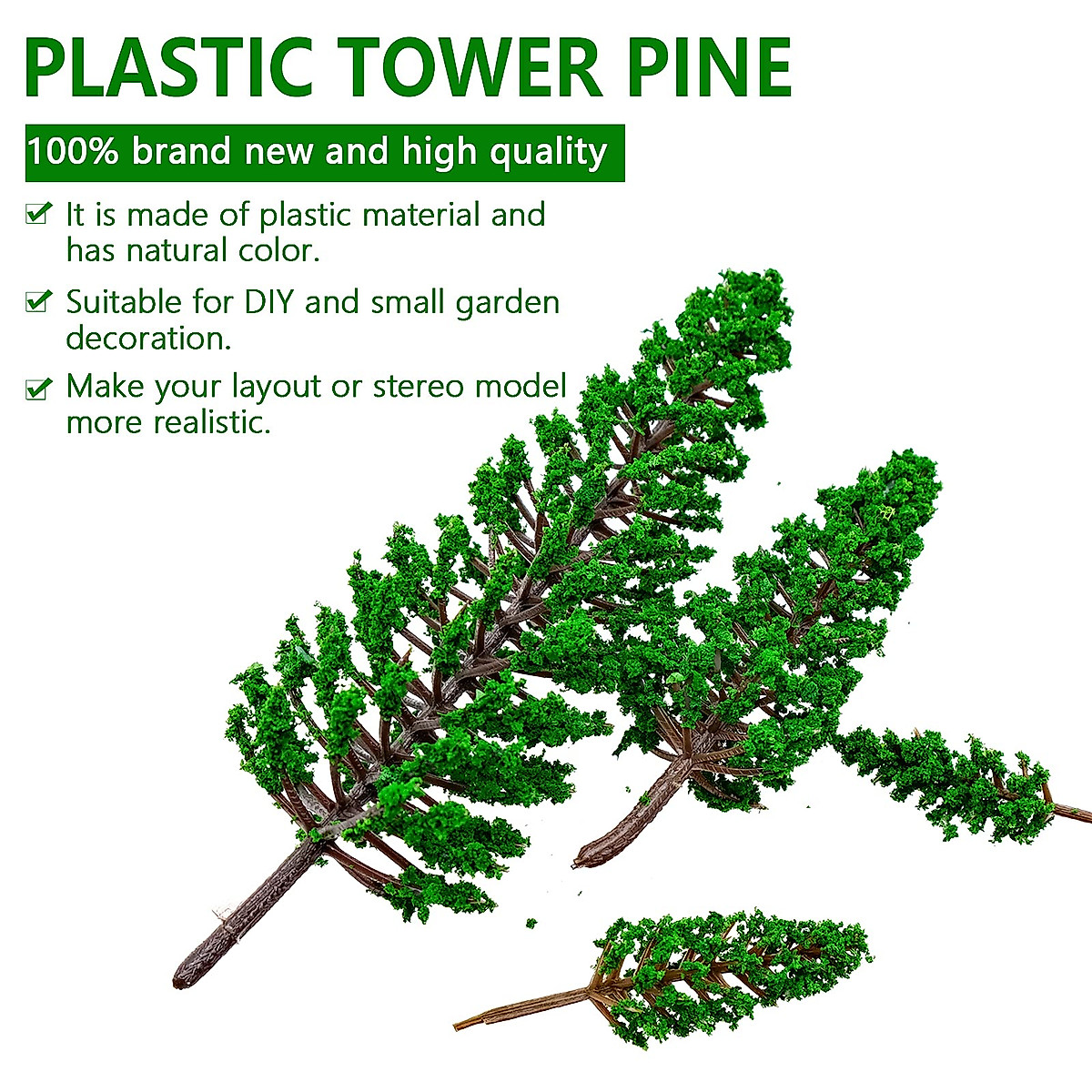 16pcs Model Pine Trees, Railroad Green Scenery Cedar Tree, Mixed Size Mini Landscape Tree(1.4-6.3in), for Woodland Scenics, Architecture, Fairy Garden Decor