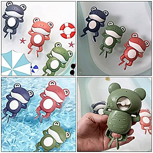 Toyvian 3Pcs Wind Up Bath Frogs for Kids Swimming Frog Clockwork Toys Floating Bathtub Toy Kids Water Bathtime Fun Green