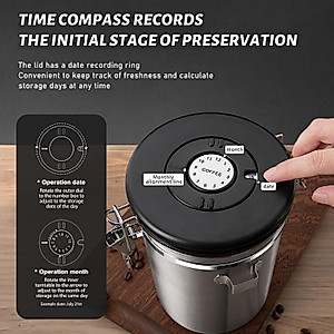 LAMLENT 2800ML Large Capacity Sealed Coffee Maker, Stainless Steel Container with Spoon, Ground Coffee, Beans and Tea, Keep Coffee Fresh,94.7OZ