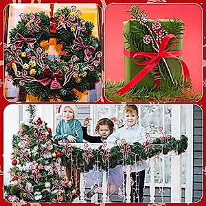 6 Pcs 16 Inch Red White Christmas Tree Picks Decoration Candy Cane Woolen Curly Pick Lollipop Large for Xmas Tree Topper Decor Home Vase Filler Craft Wreath Holiday Party Ornament Garland