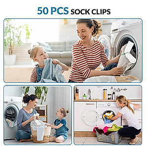 Awsxuoor 50Pcs Sock Clips for Laundry - Amazing Sock Clip for Washing Socks -Your Socks Laundry Sock Holder Sock Tie Clips Sock Organizer for Washing Machine and Dryer with The Sock Laundry Organizer