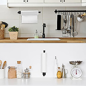 JuJeKwk Paper Towel Holder Under Cabinet, Self-Adhesive Kitchen Paper Towels Holder Wall Mount , SUS304 Stainless Steel 13 inch (Black, 1)